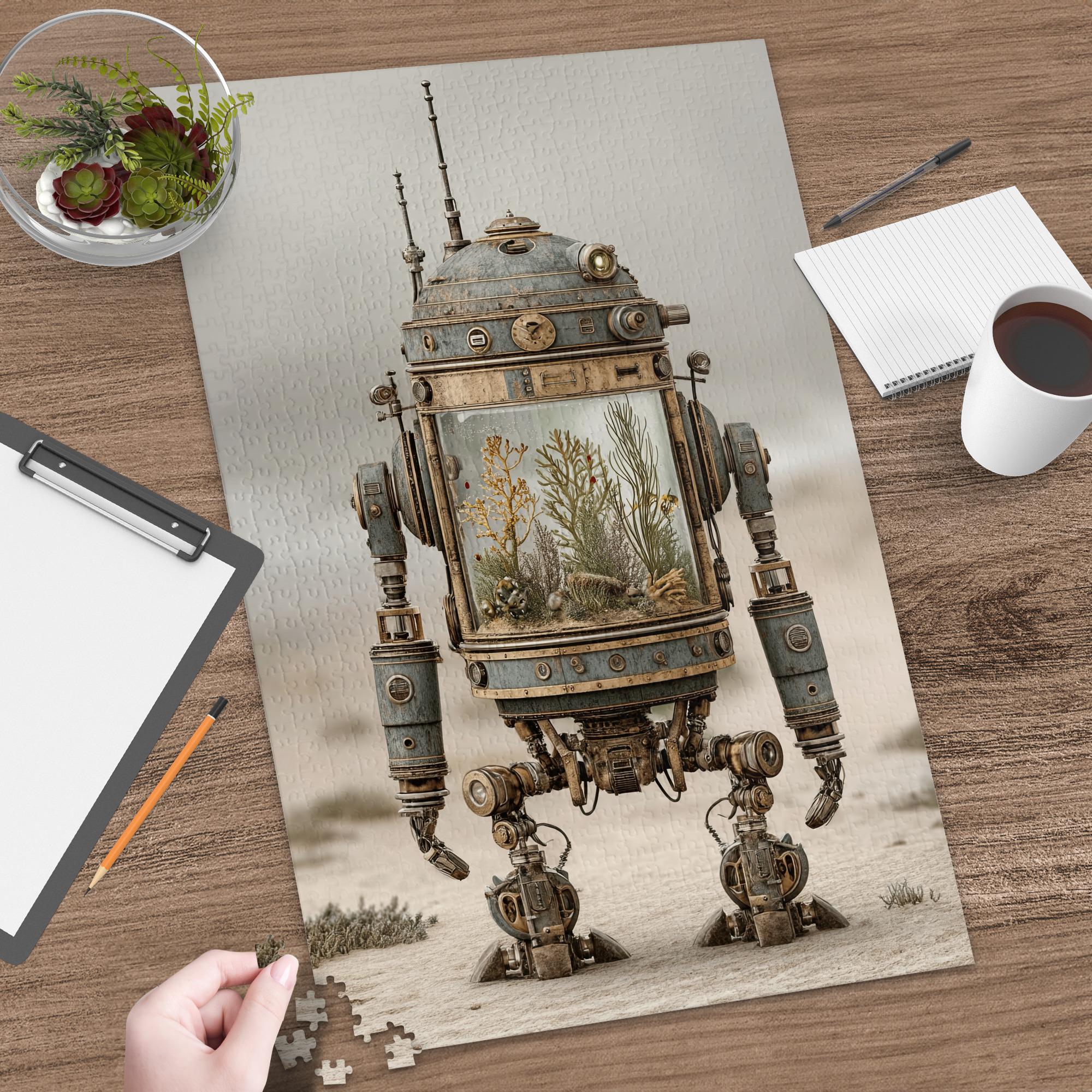 Retro Robot Puzzle: AI Art Jigsaw, Vertical Layout, Sci-fi, Calm ...