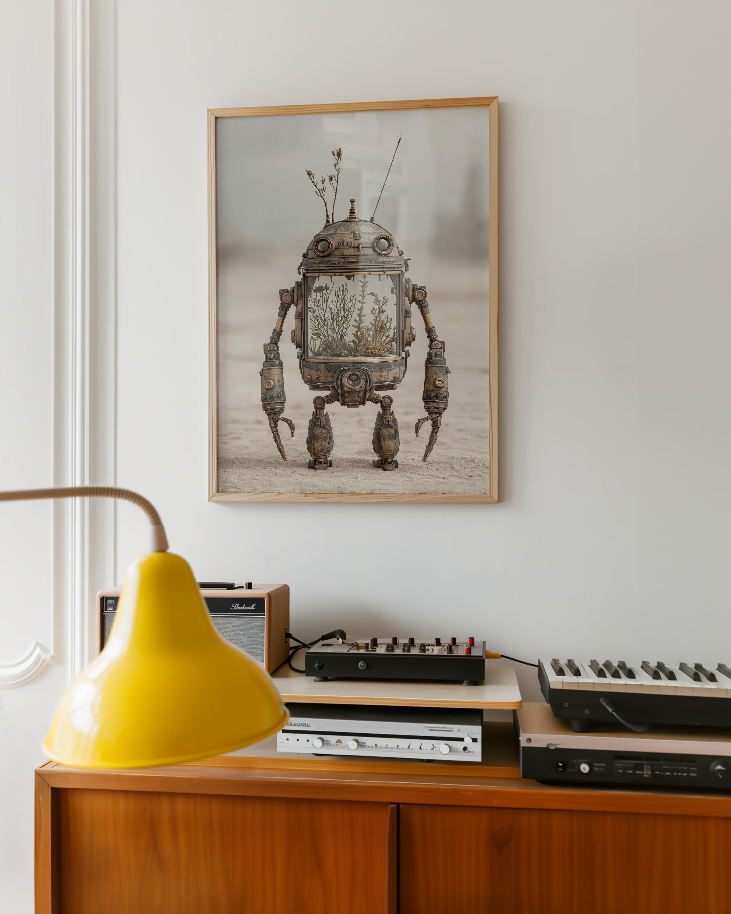 Retro Sci-fi Robot Puzzle: Vertical Jigsaw, Desert World, AI Art, Focus ...