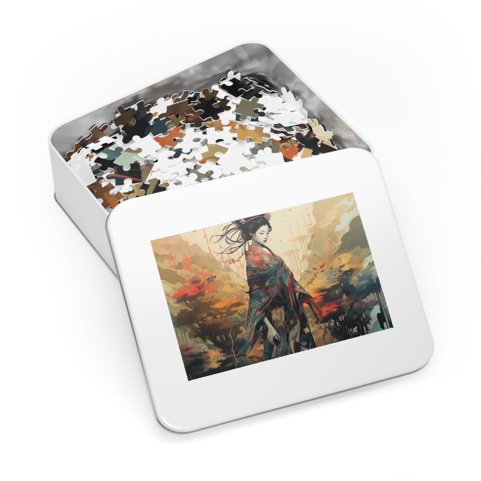 Japanese Geisha Art Puzzle, Beautiful Autumn Landscape Jigsaw, Cultural ...