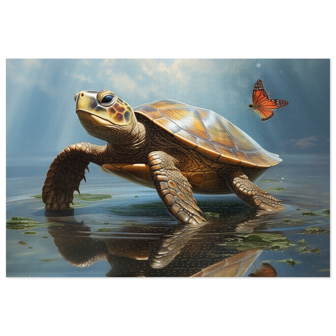Sea Turtle Jigsaw Puzzle, Ocean Life Puzzle With Butterfly, 500 Pieces ...