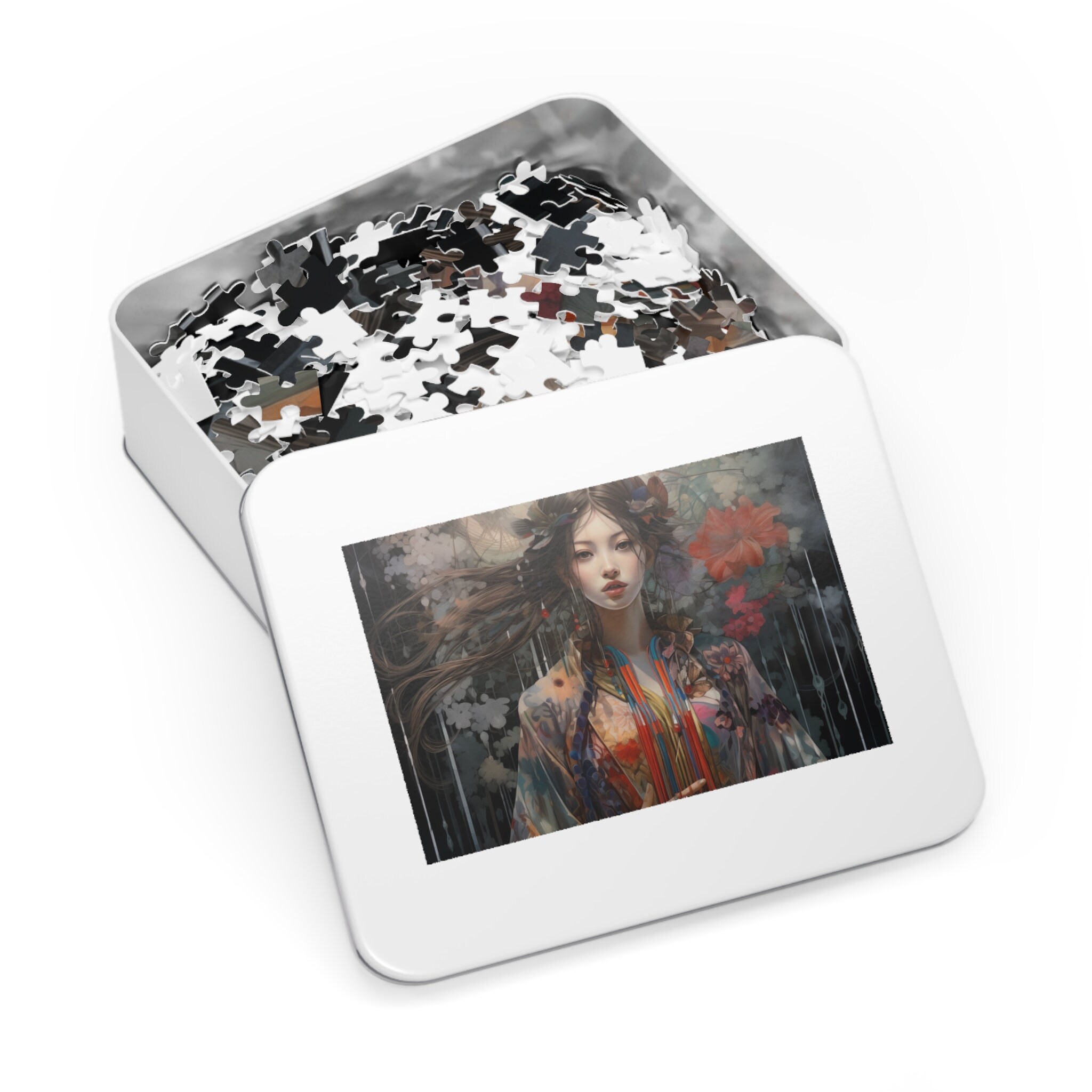 Mystical Asian Beauty Jigsaw Puzzle, Fantasy Floral Art Puzzle, Unique ...