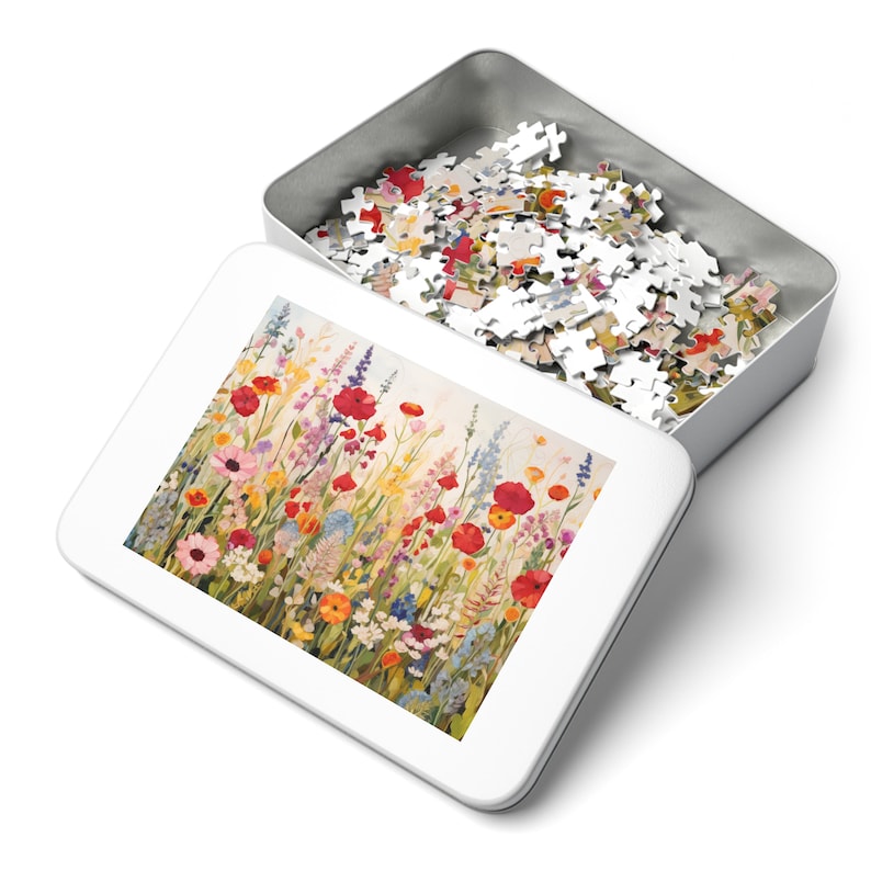Colorful Meadow Flowers Jigsaw Puzzle, Vibrant Floral Field Puzzle ...