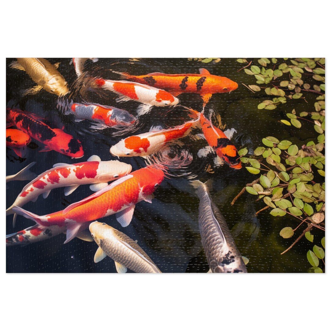 Koi Fish Puzzle, Japanese Carp Puzzle, Serene Pond Art, Calming Puzzle ...