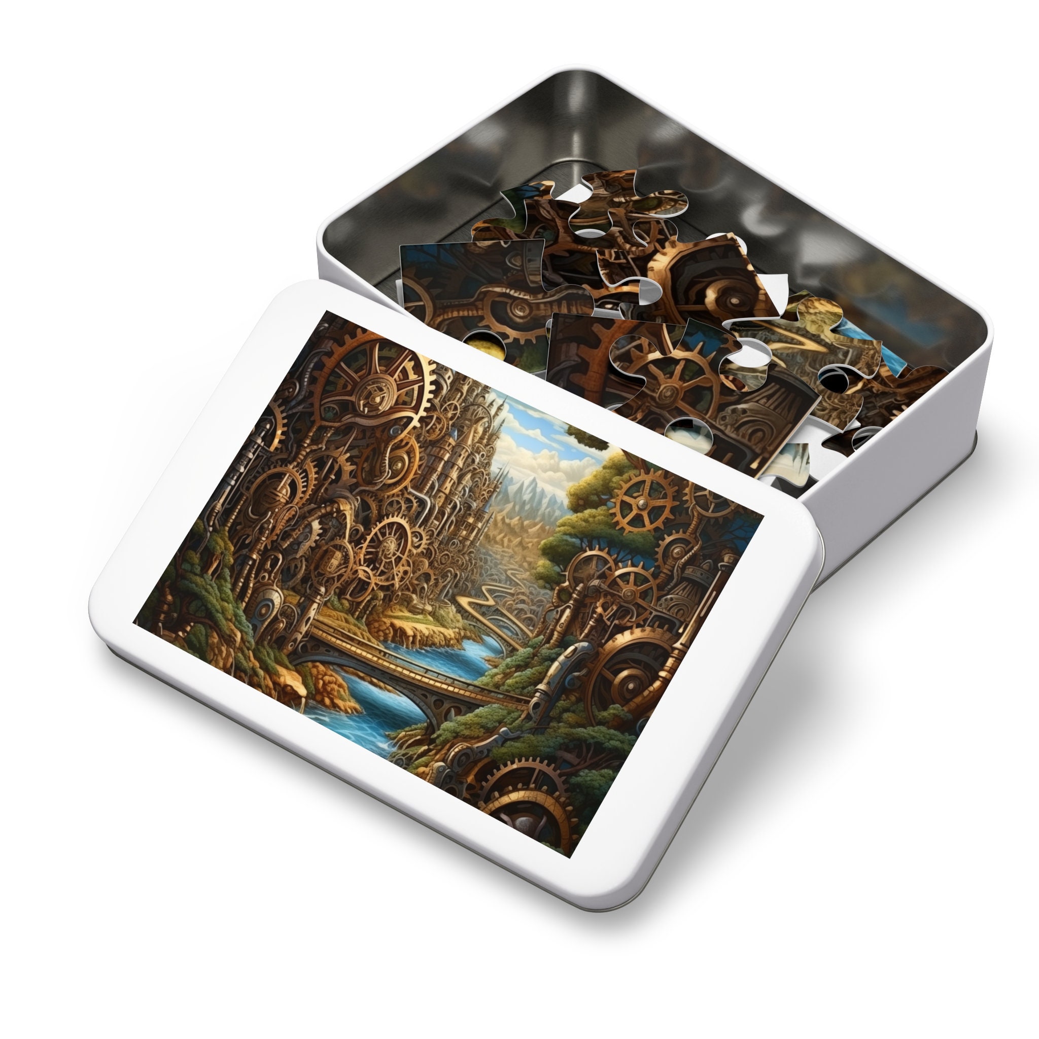 Steampunk Fantasy Jigsaw Puzzle, Intricate Gear Forest Design, Unique ...