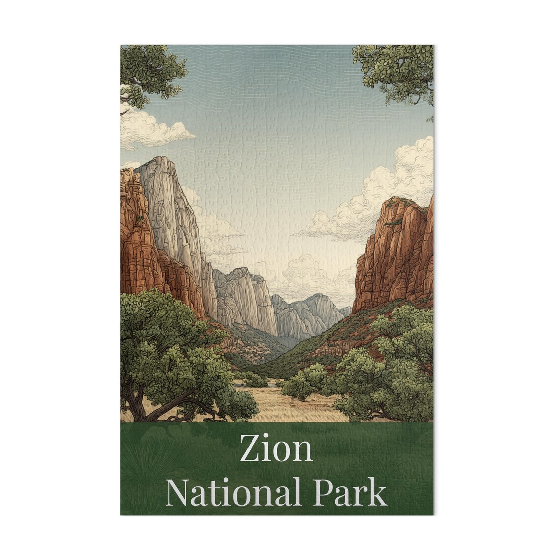 Zion National Park Puzzle, Scenic Landscape Puzzle, Travel Art Puzzle ...