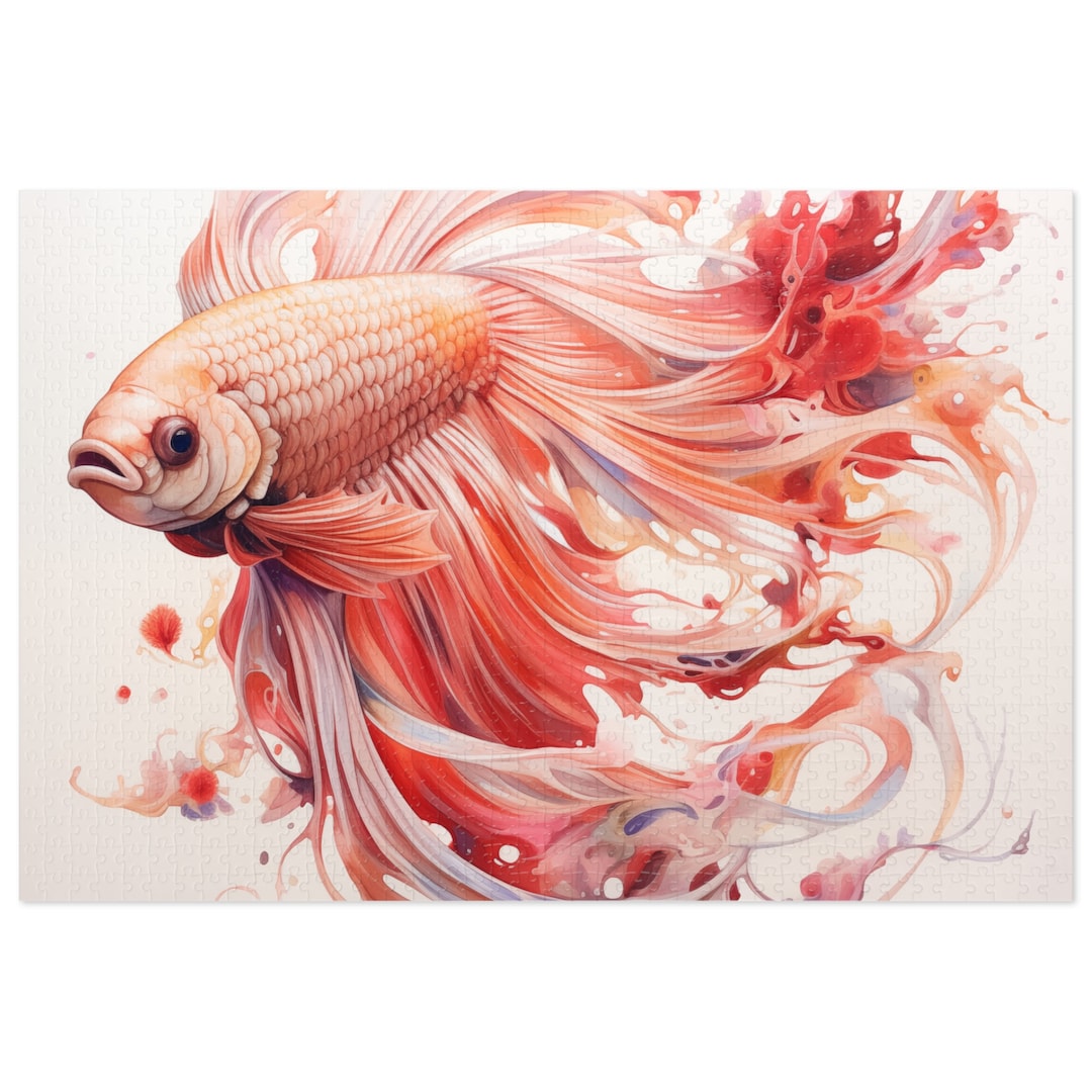 Colorful Betta Fish Puzzle, Vibrant Aquarium Art Jigsaw, Home Decor ...