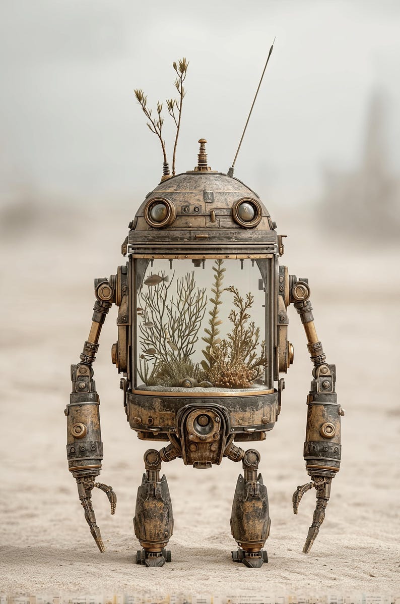 Retro Sci-fi Robot Puzzle: Vertical Jigsaw, Desert World, AI Art, Focus ...