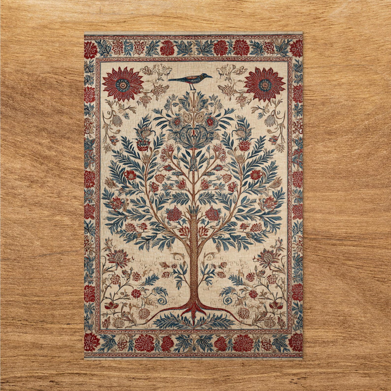 Mughal Tree of Life Puzzle: Indian Palampore Art, Bird Motif - Etsy