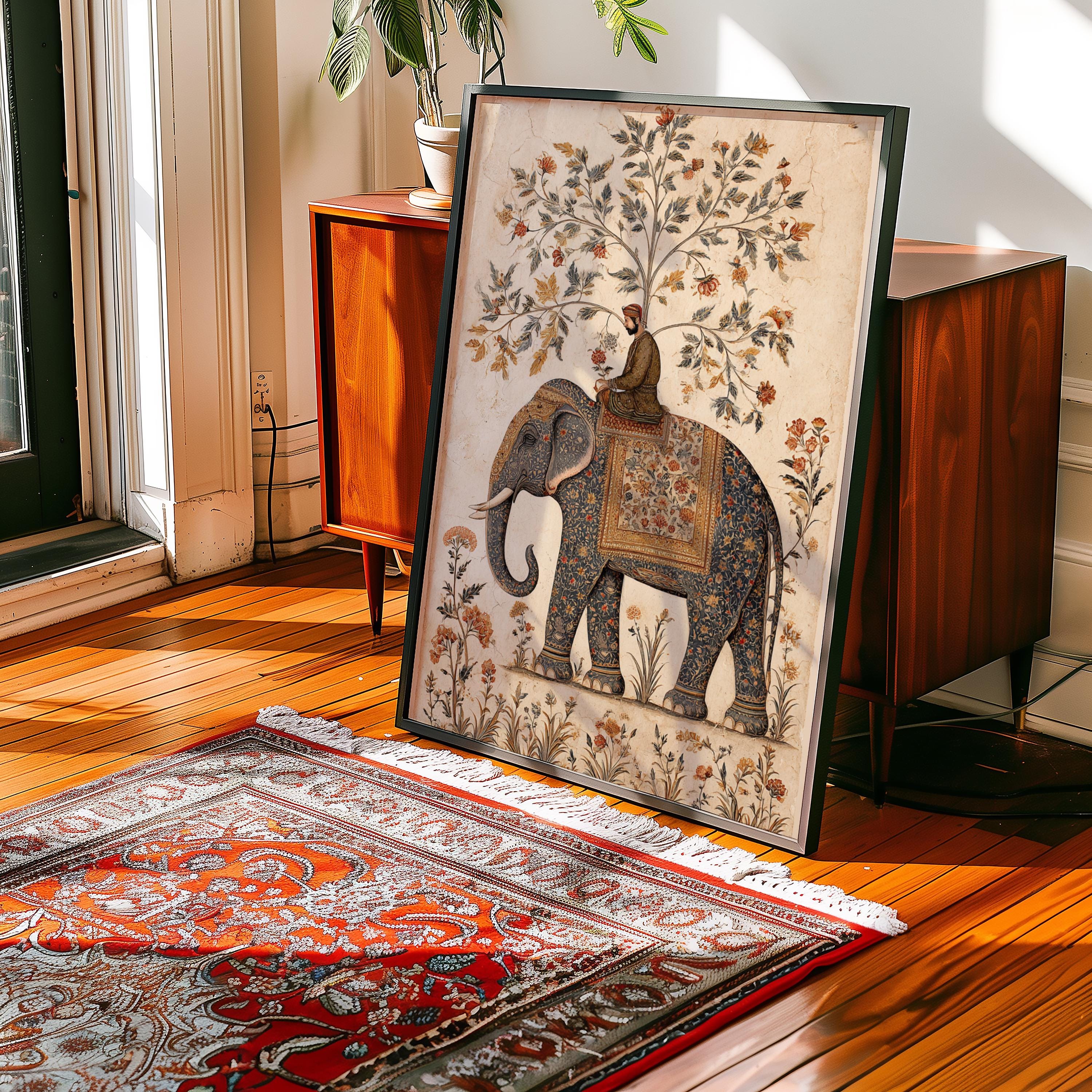 Mughal Elephant Jigsaw Puzzle: Indian Palampore Art, Intricate Design ...