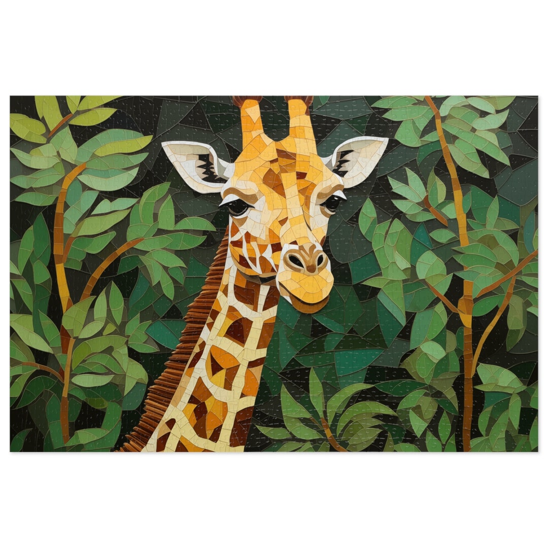 Jigsaw Puzzle Whimsical Giraffe Art Print Safari Wildlife Wall Decor - Etsy