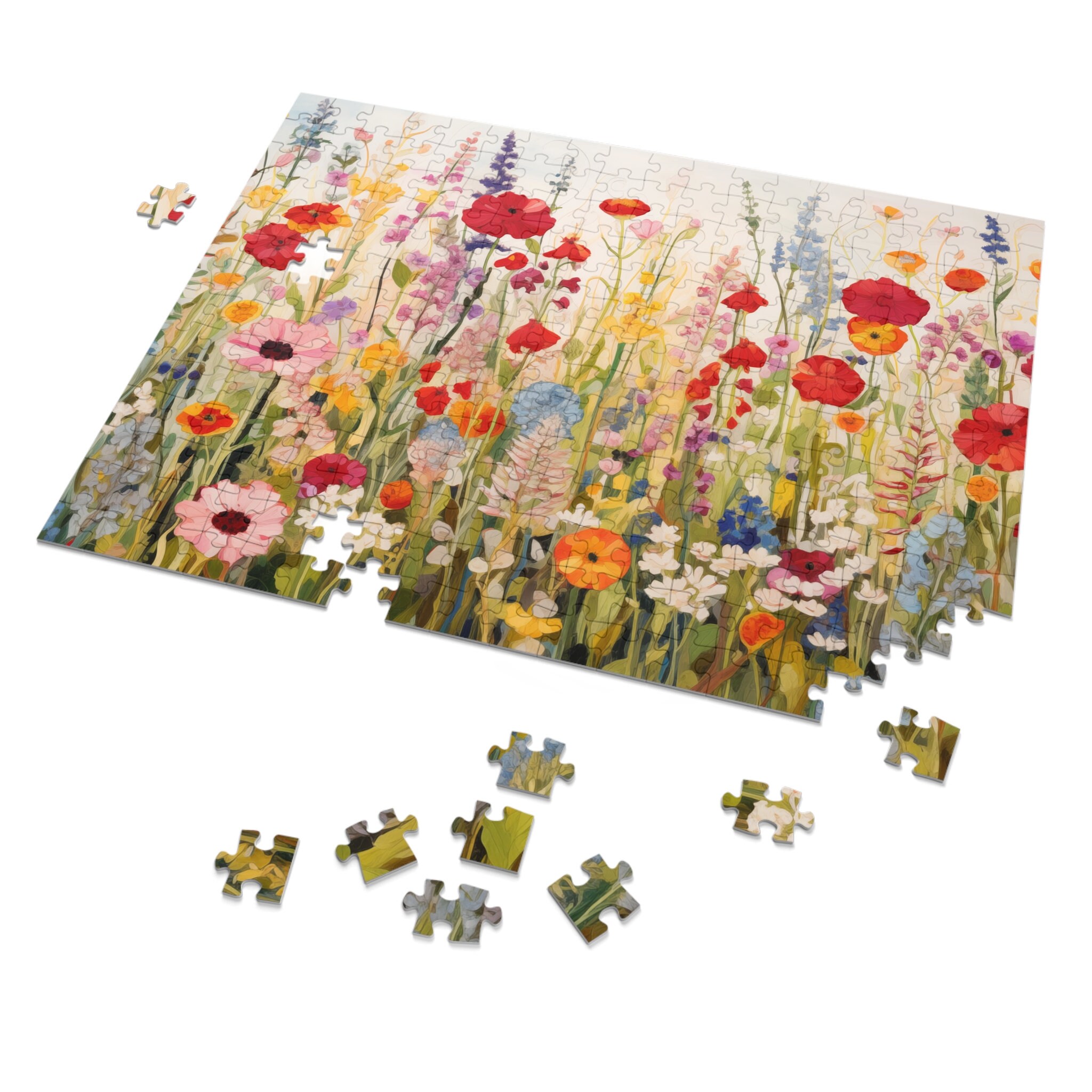 Colorful Meadow Flowers Jigsaw Puzzle, Vibrant Floral Field Puzzle ...