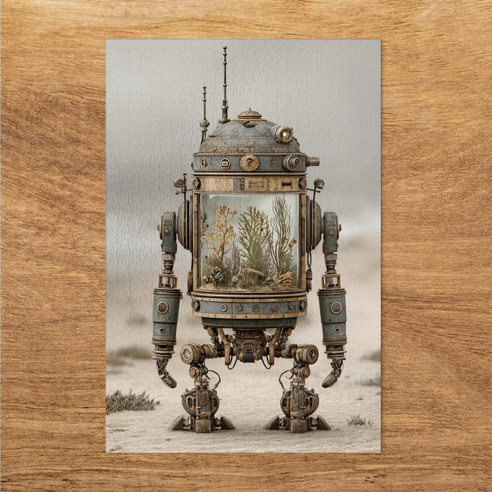 Retro Robot Puzzle: AI Art Jigsaw, Vertical Layout, Sci-fi, Calm ...