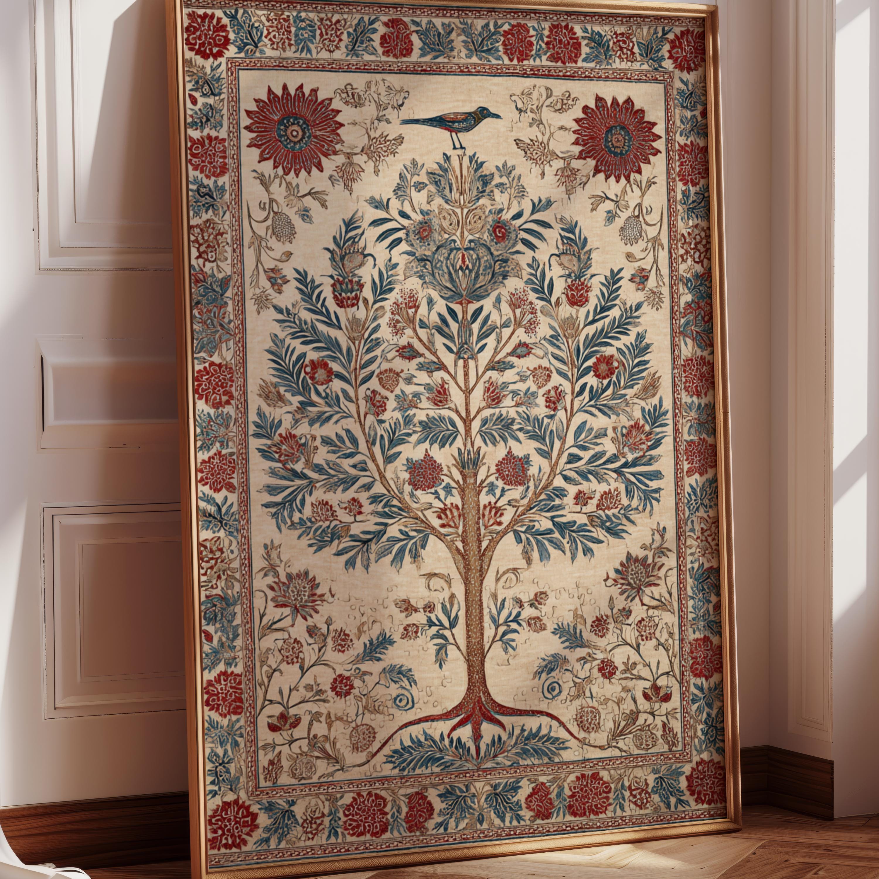 Mughal Tree of Life Puzzle: Indian Palampore Art, Bird Motif - Etsy