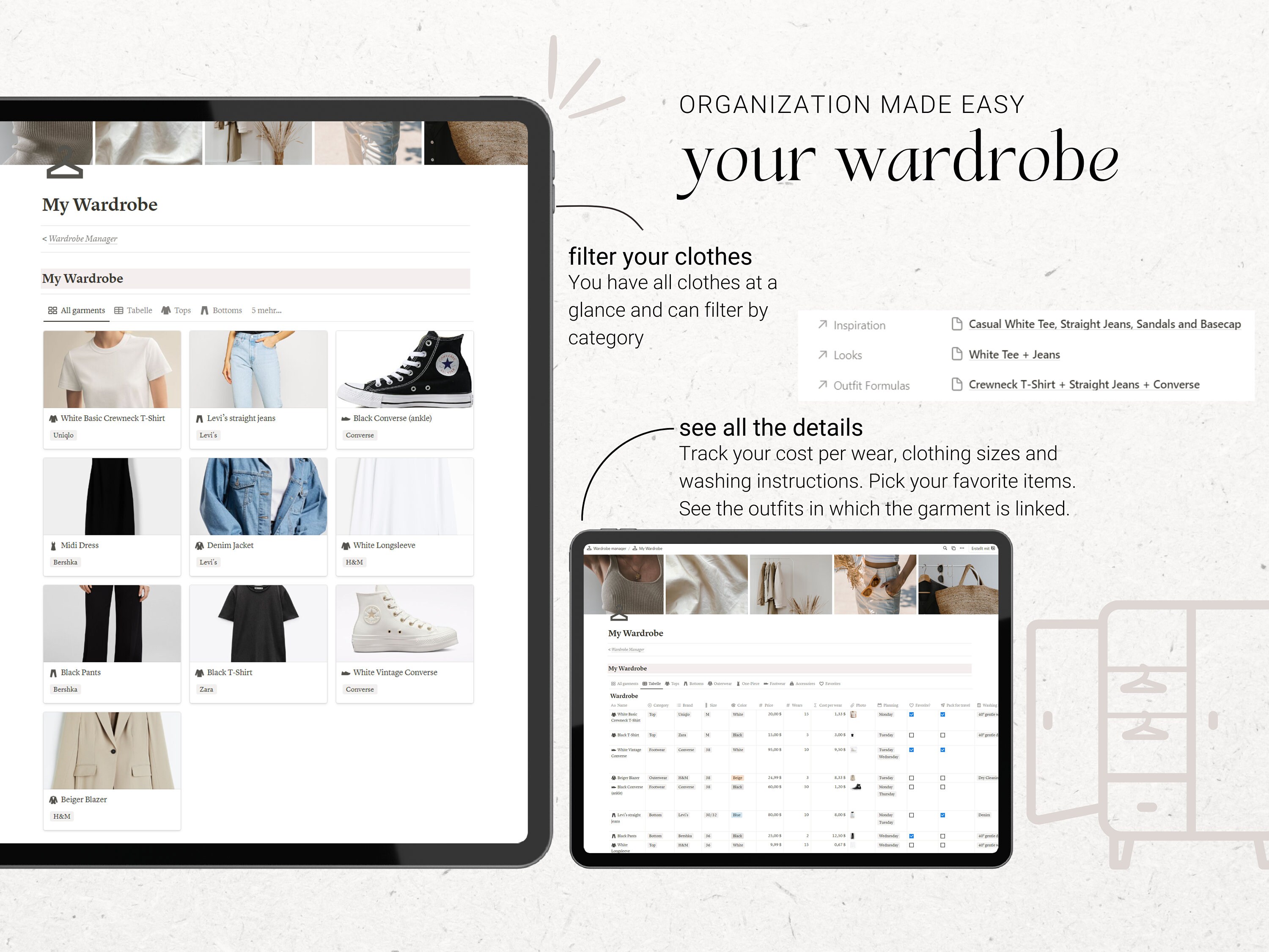 2025 Notion Template Wardrobe Manager, Outfit Planner, Aesthetic Notion ...