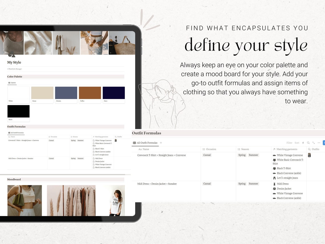 2025 Notion Template Wardrobe Manager, Outfit Planner, Aesthetic Notion ...