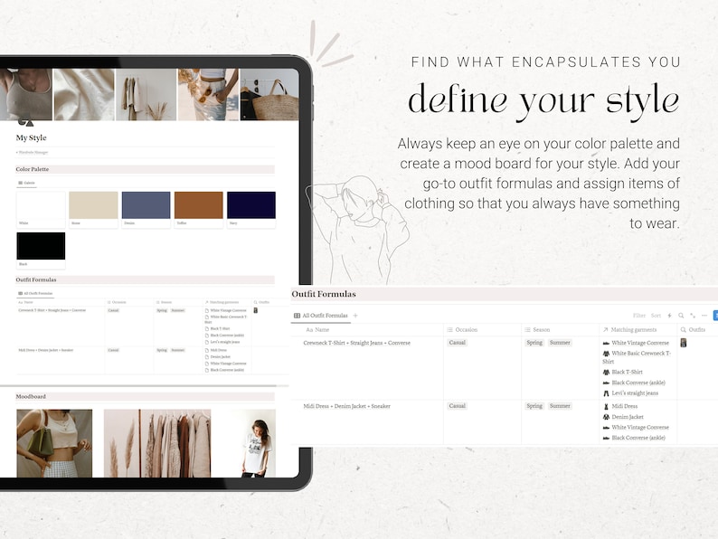 2025 Notion Template Wardrobe Manager, Outfit Planner, Aesthetic Notion ...