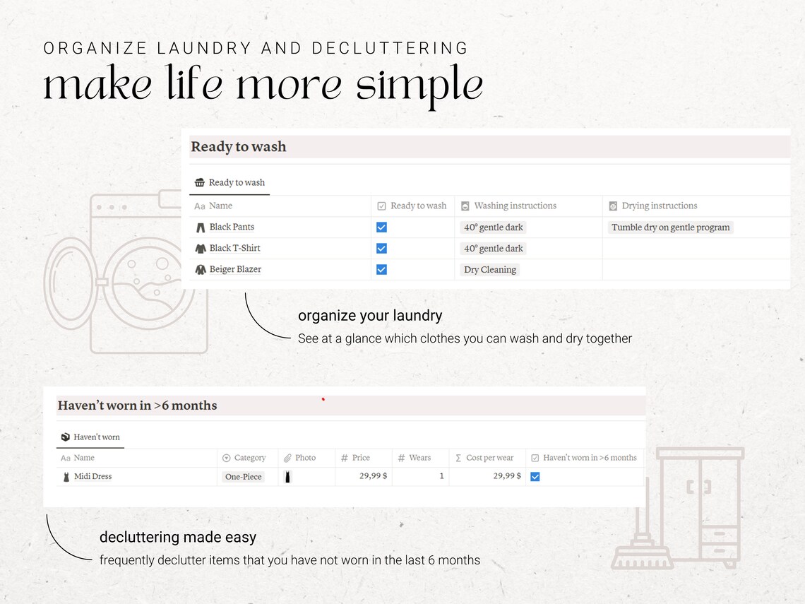 2025 Notion Template Wardrobe Manager, Outfit Planner, Aesthetic Notion ...