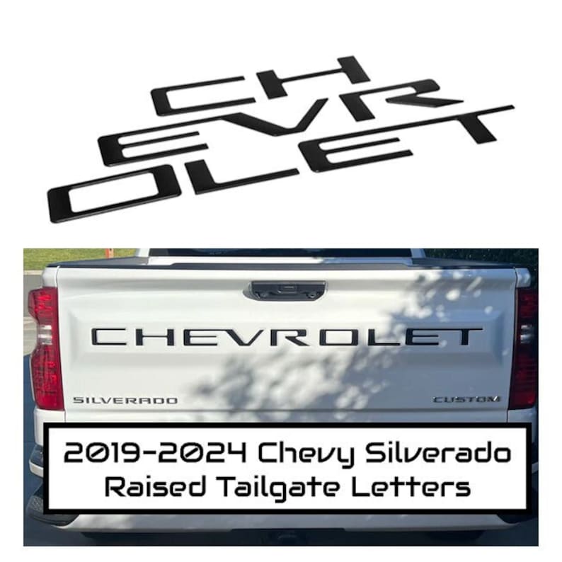 Chevy Silverado Tailgate Letter Emblem, 3D Raised Tailgate Letters ...
