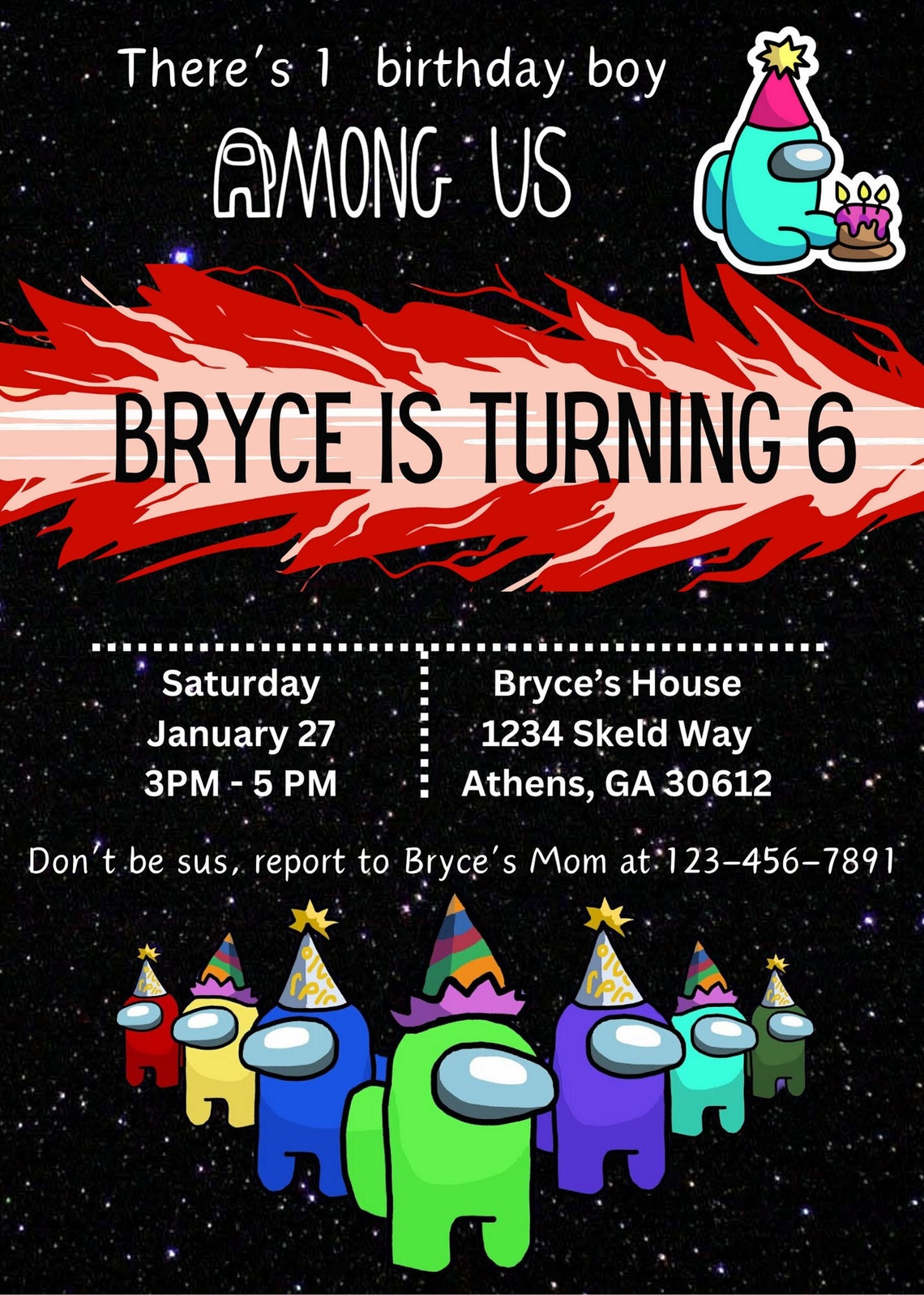 Customizable Among Us Birthday Invitation! - Etsy