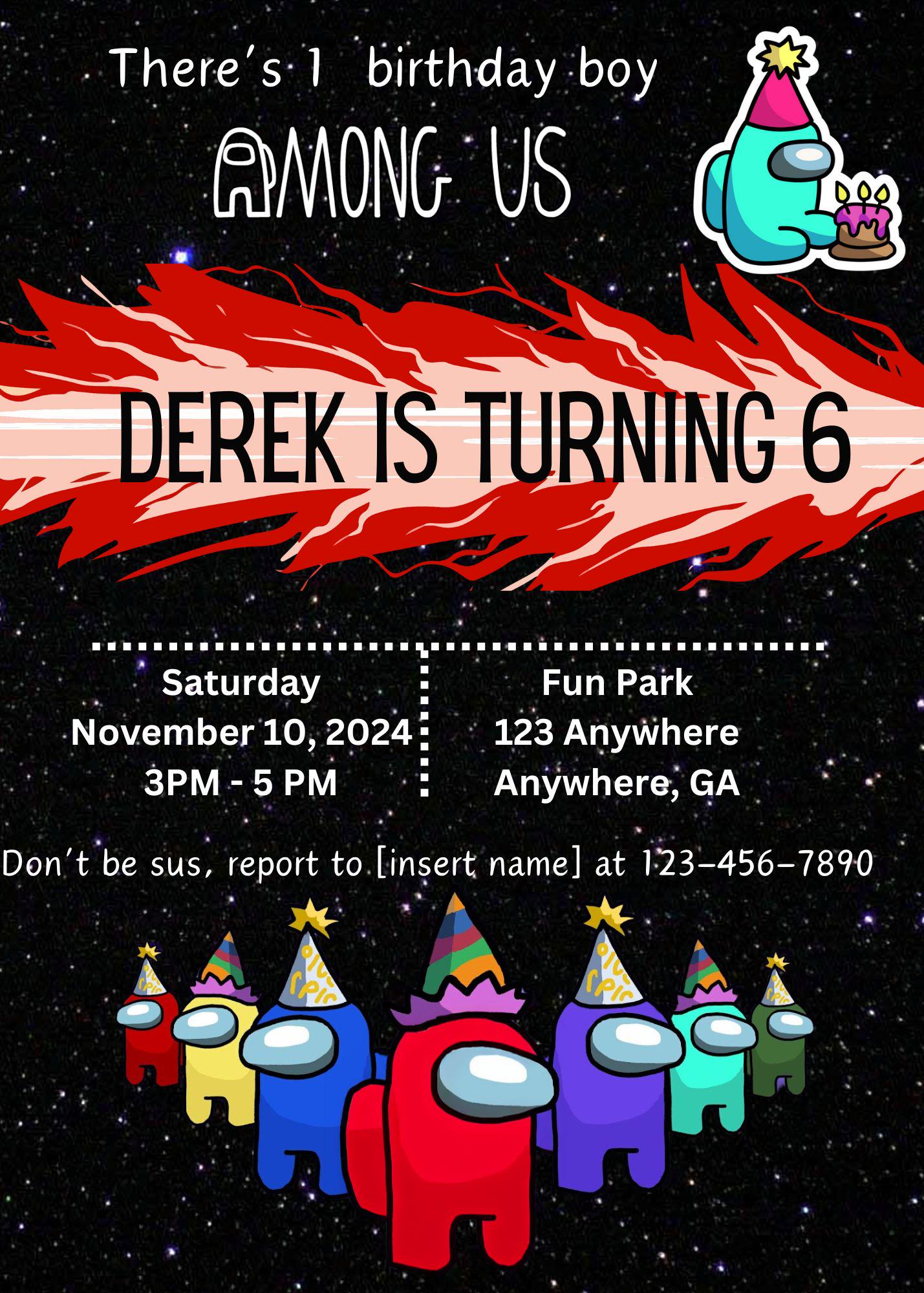 Customizable Among Us Birthday Invitation! - Etsy