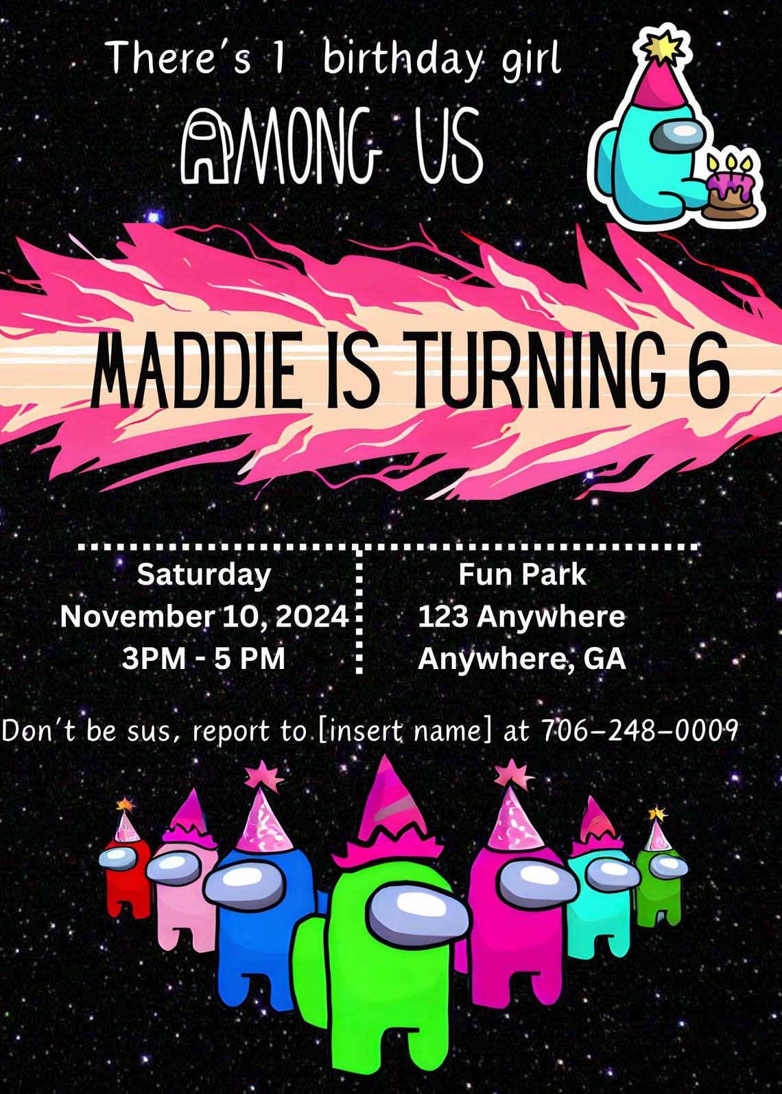 Customizable Among Us Birthday Invitation! - Etsy