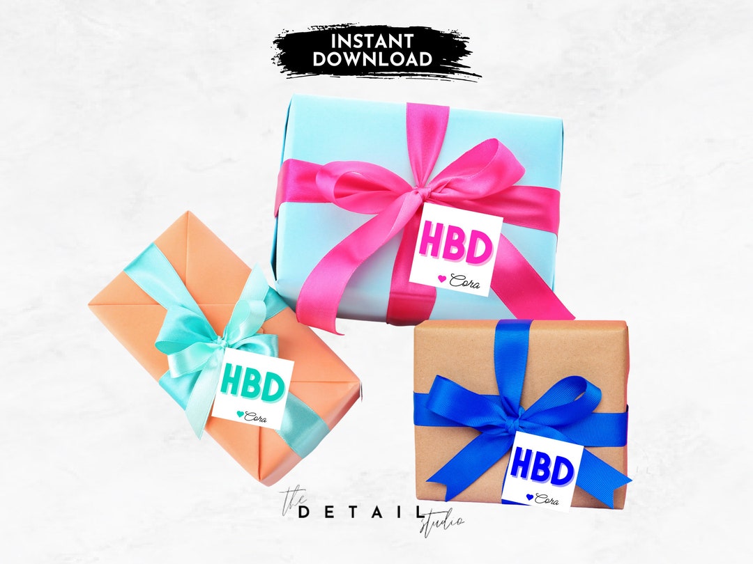 HBD Happy Birthday Gift Tags - Editable or Blank Versions - Etsy