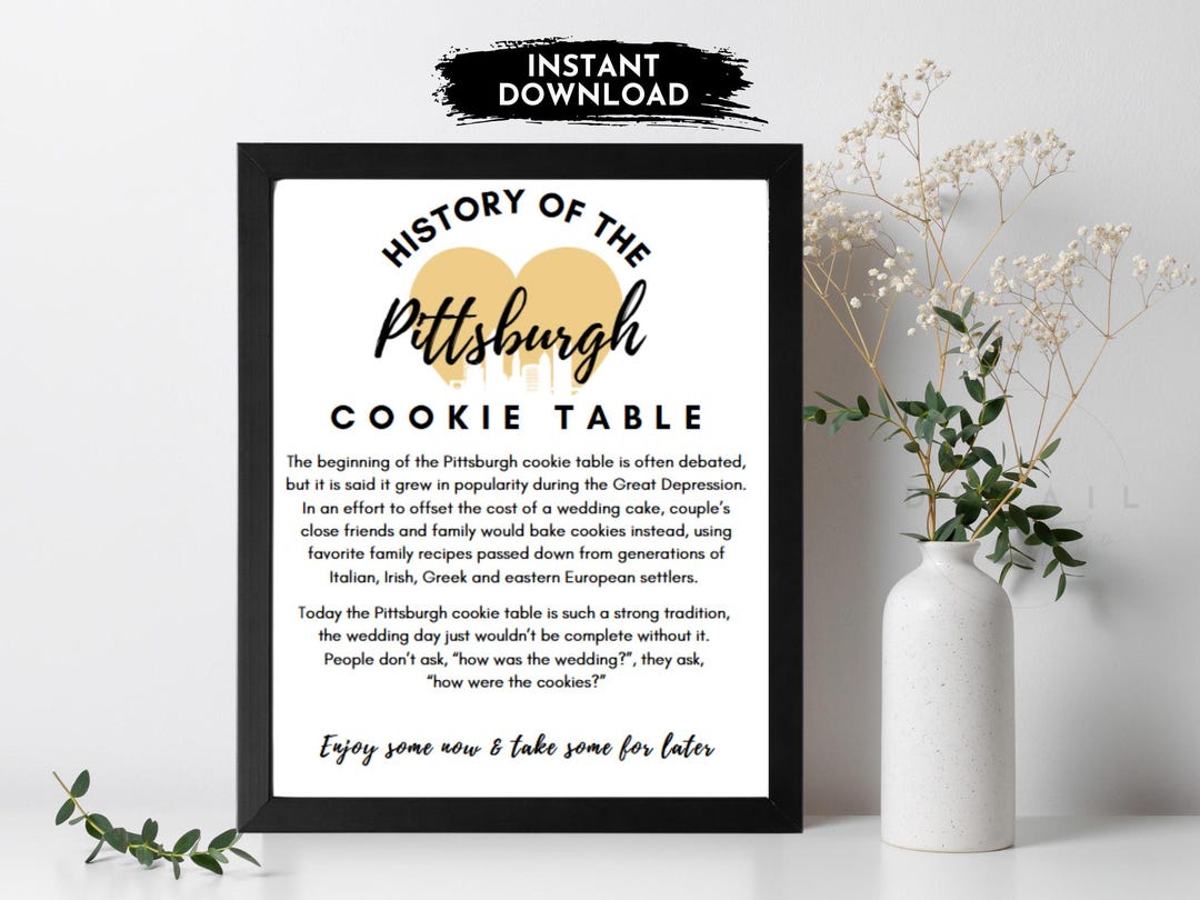 History of the Pittsburgh Cookie Table Printable 8x10 - Gold Heart Logo ...