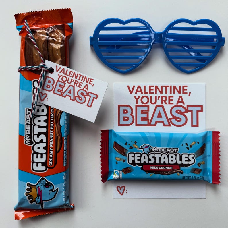Mr. Beast Feastables Valentine Printable Tags - Etsy