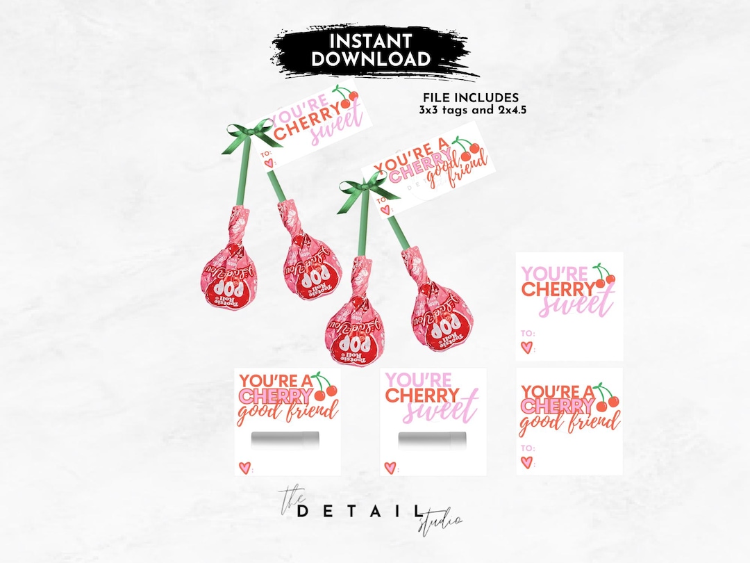 Cherry Valentine's Day Tags | Printable Treat Labels - Etsy