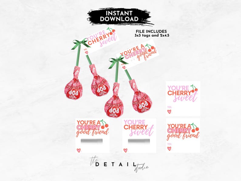 Cherry Valentine's Day Tags | Printable Treat Labels - Etsy