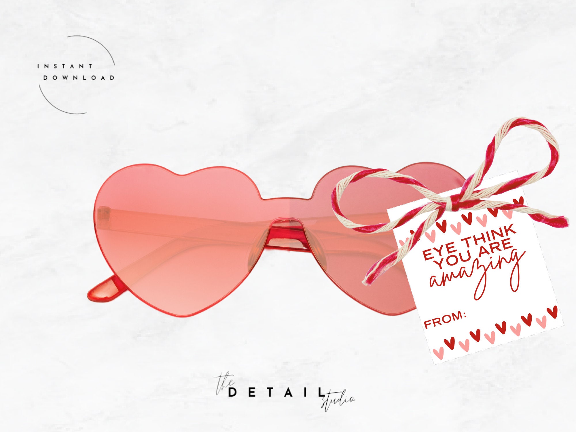 Eye Think You Are Amazing Valentine Tag for Heart Shaped Glasses - Etsy