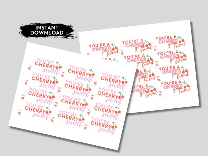 Cherry Valentine's Day Tags | Printable Treat Labels - Etsy