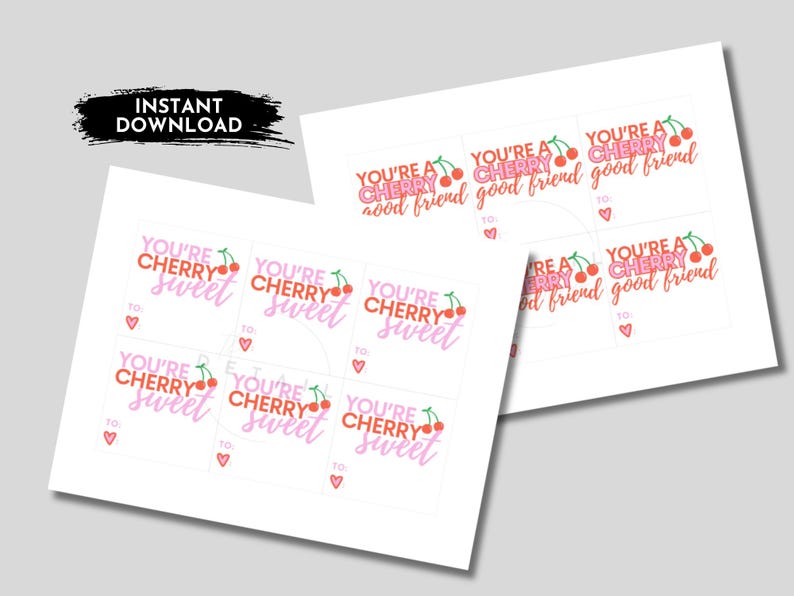 Cherry Valentine's Day Tags | Printable Treat Labels - Etsy