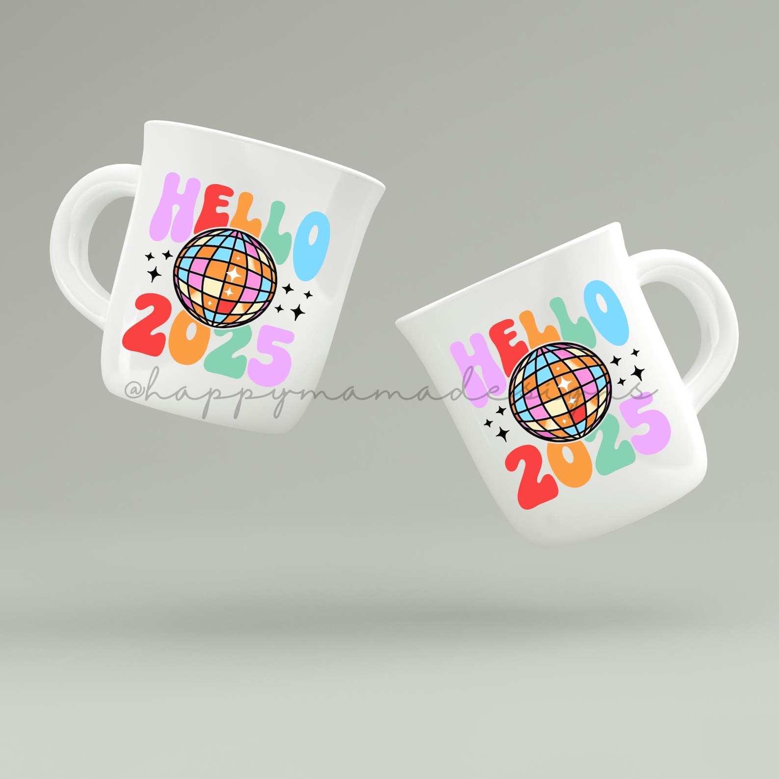 Hello 2025 PNG File – Colorful Disco Ball Design – Digital Download ...