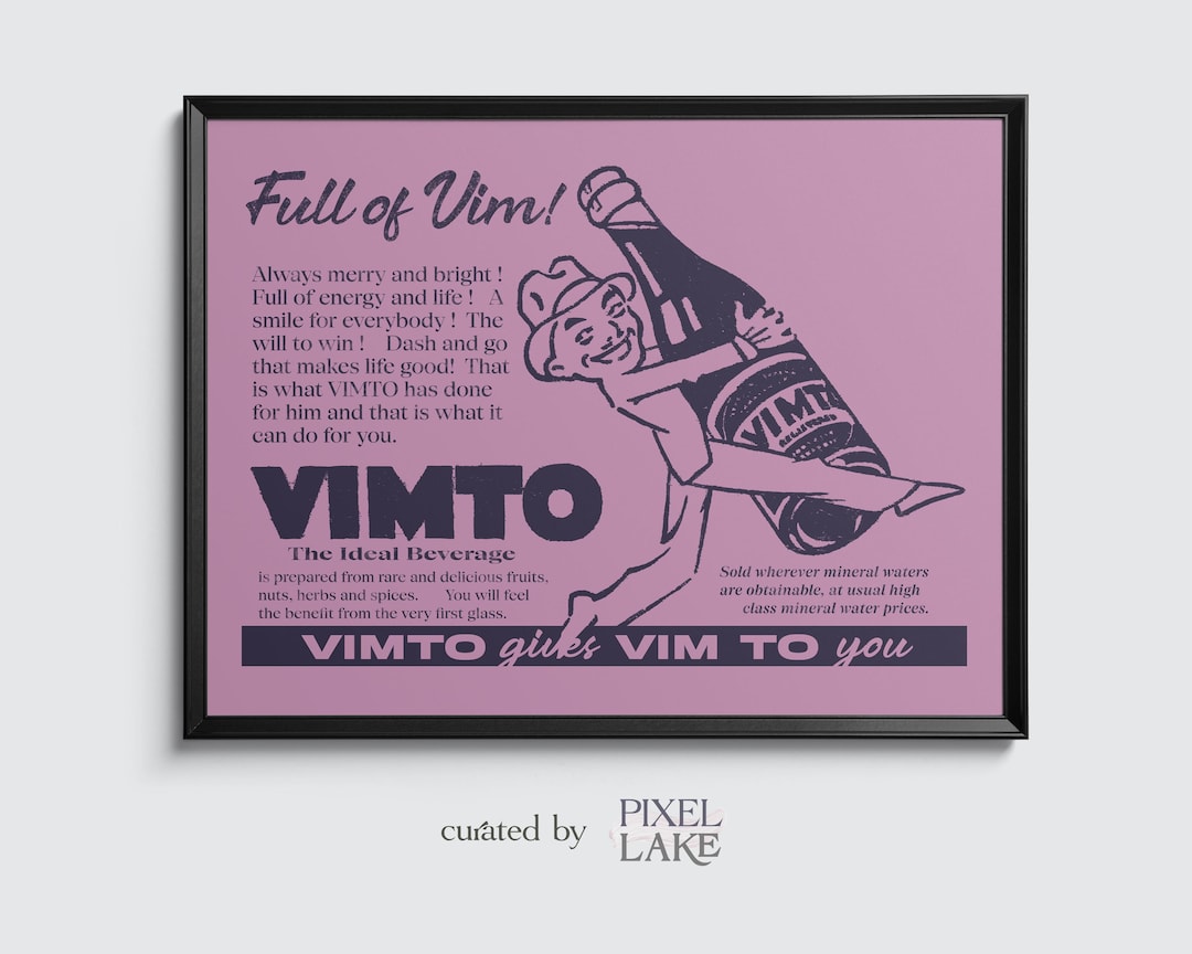 Vintage Vimto Poster – Retro Advertising Print, Classic British Soft ...