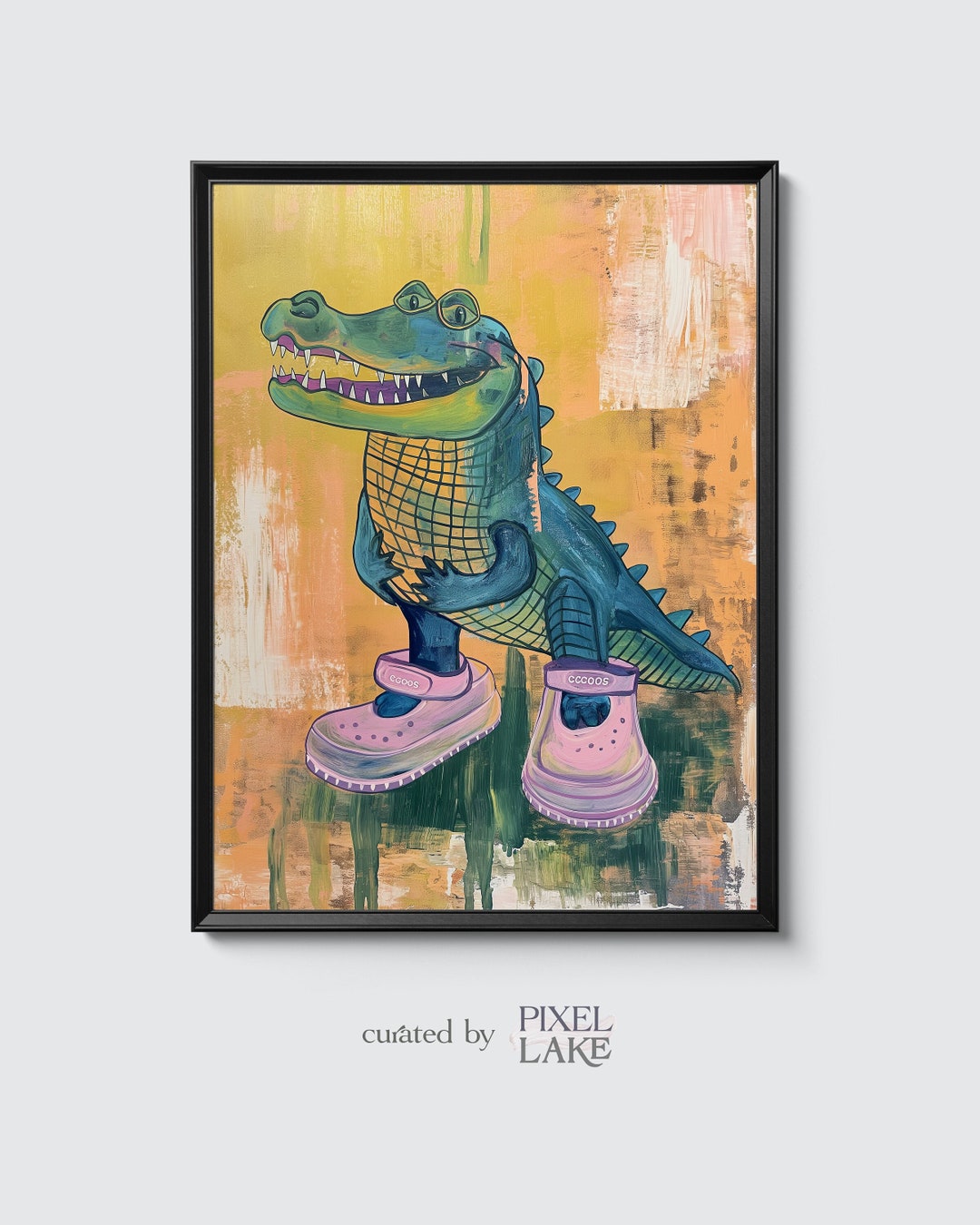 Crocodile Wearing Crocs Concept Wall Art, "croc in Crocs" - Midcentury ...