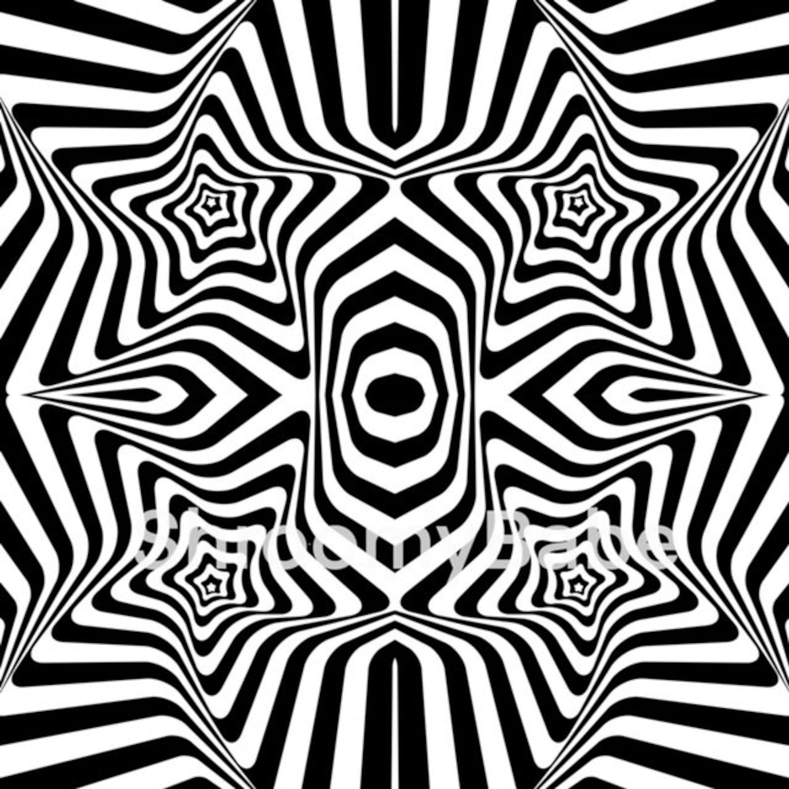 2 Trippy Seamless Art/ Psychedelic Seamless Patterns/ Black and White ...
