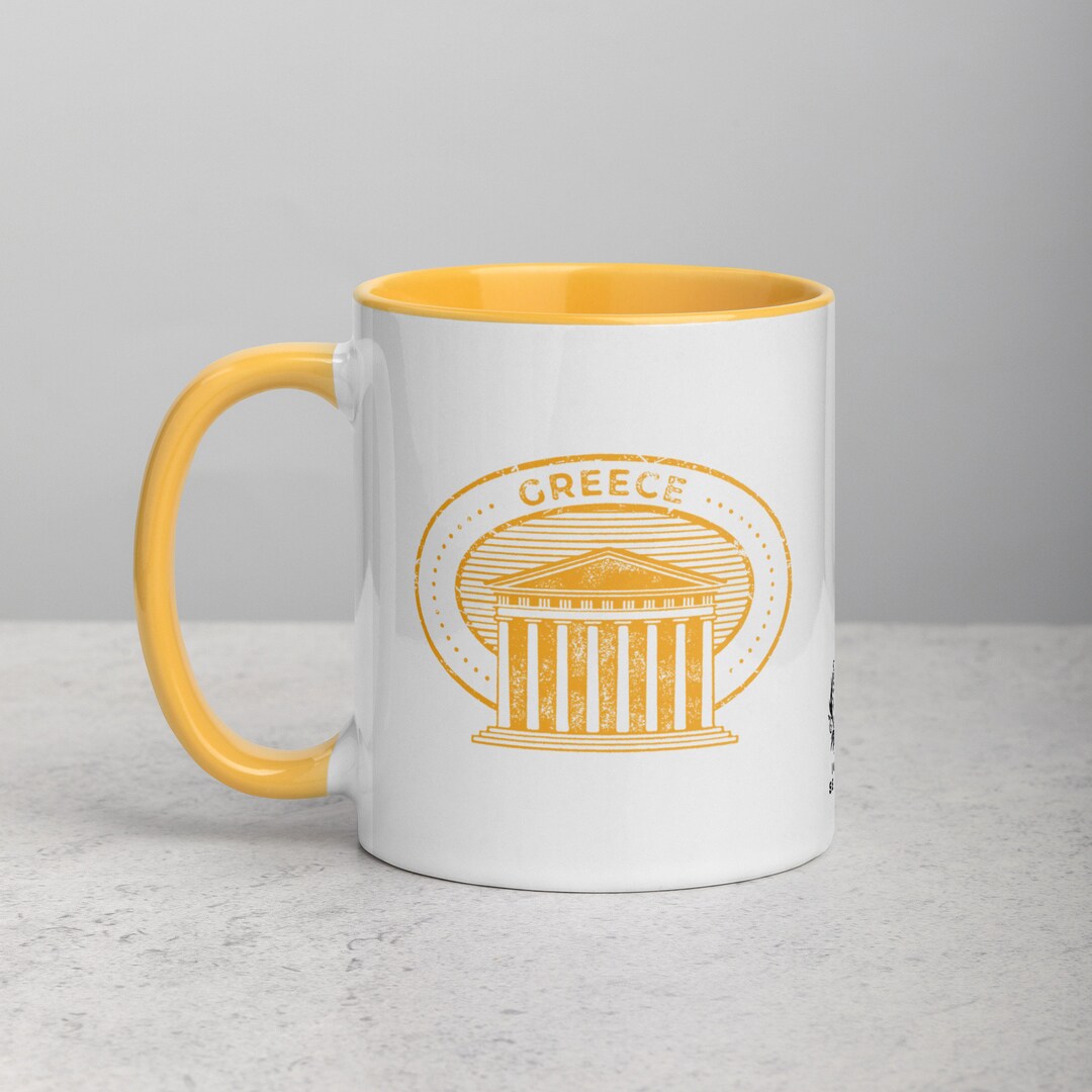 Greece Parthenon Mug With Color Inside - Golden Yellow - Etsy