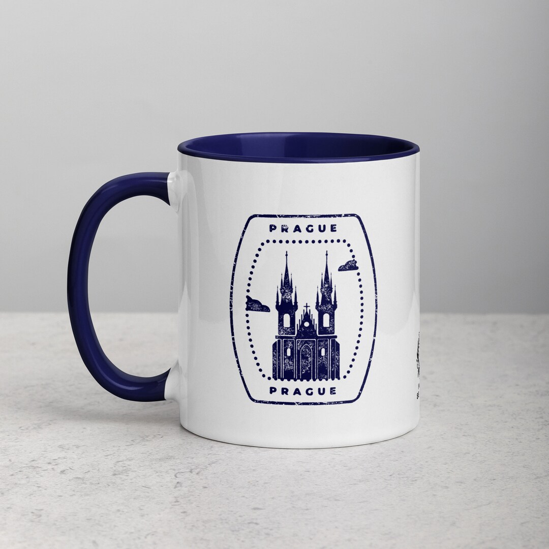 Prague Mug With Color Inside - Dark Blue - Etsy