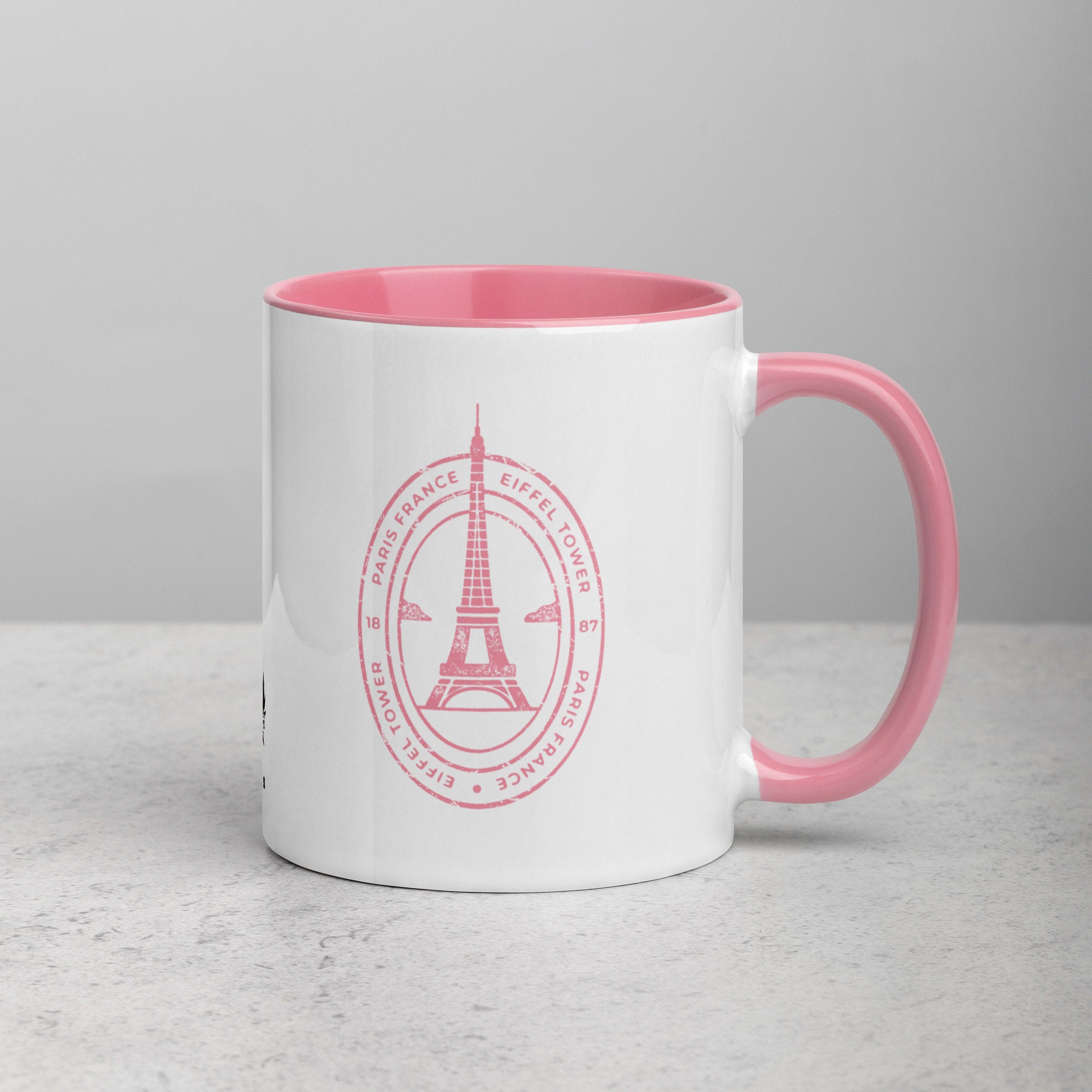 Paris Eiffel Tower Mug With Color Inside - Pink - Etsy
