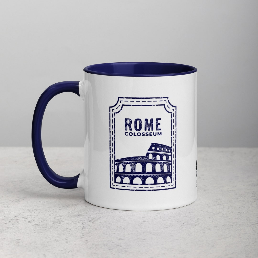 Rome Colosseum Mug With Color Inside - Dark Blue - Etsy