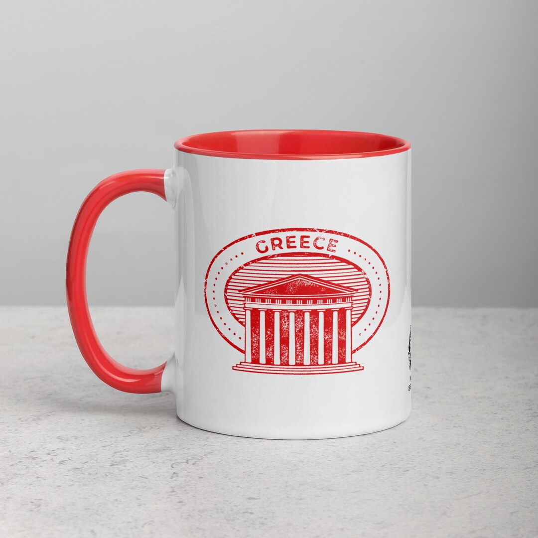 Greece Parthenon Mug With Color Inside - Red - Etsy