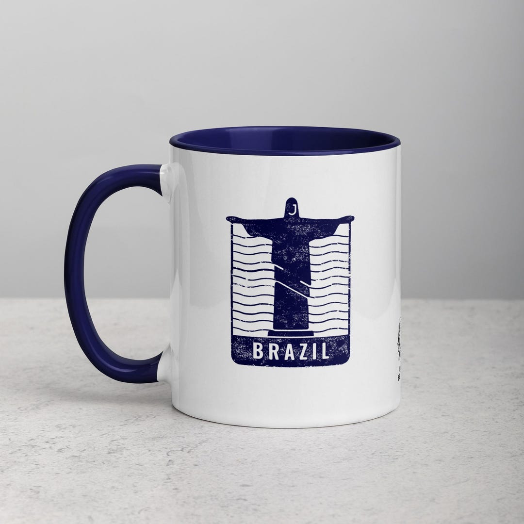 Brazil Mug With Color Inside - Dark Blue - Etsy