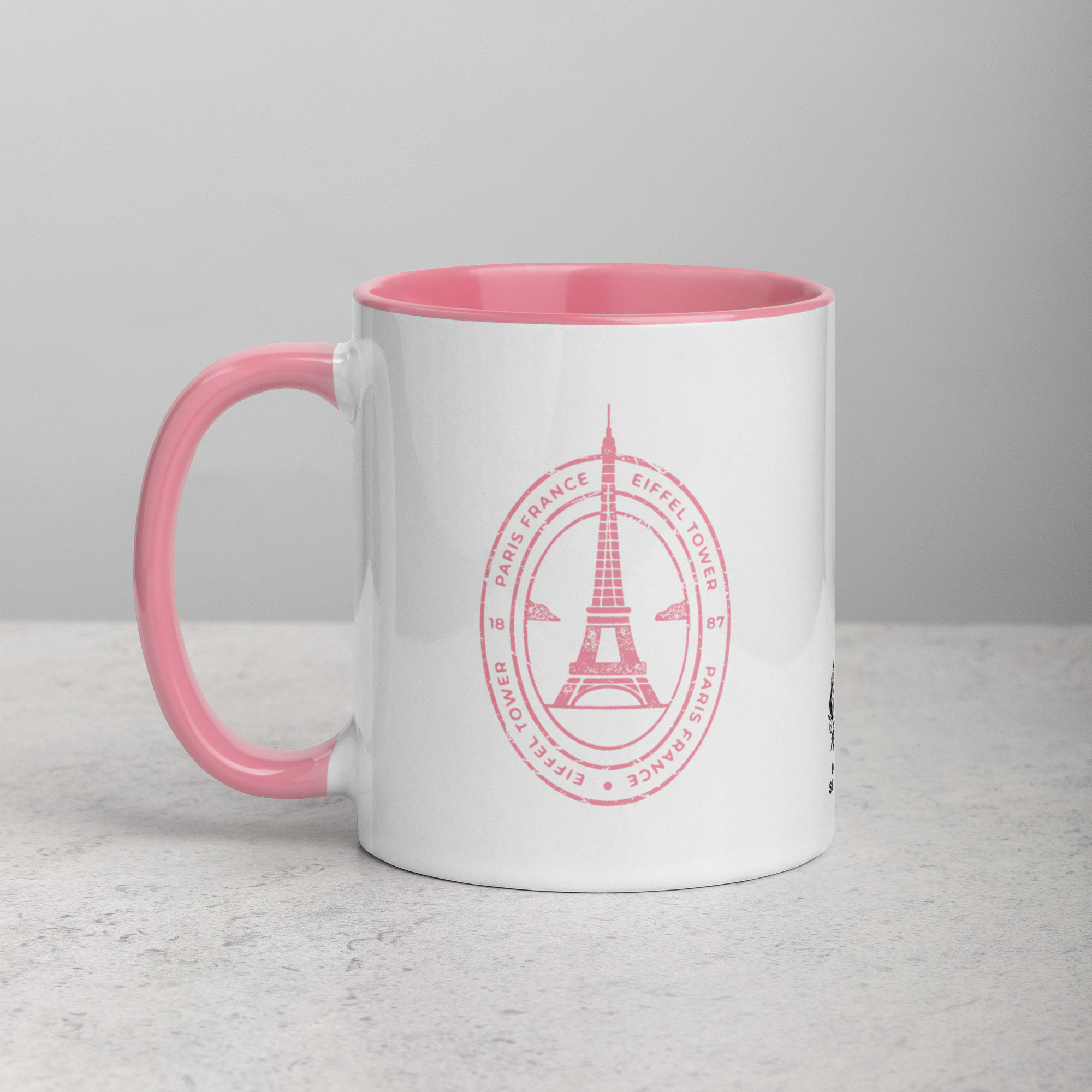 Paris Eiffel Tower Mug With Color Inside - Pink - Etsy