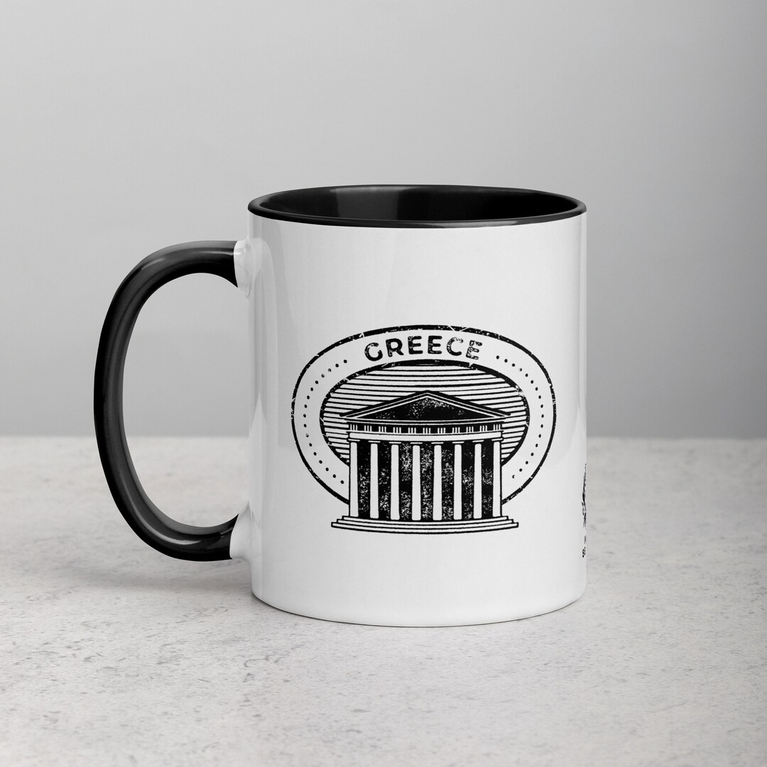 Greece Parthenon Mug With Color Inside - Black - Etsy