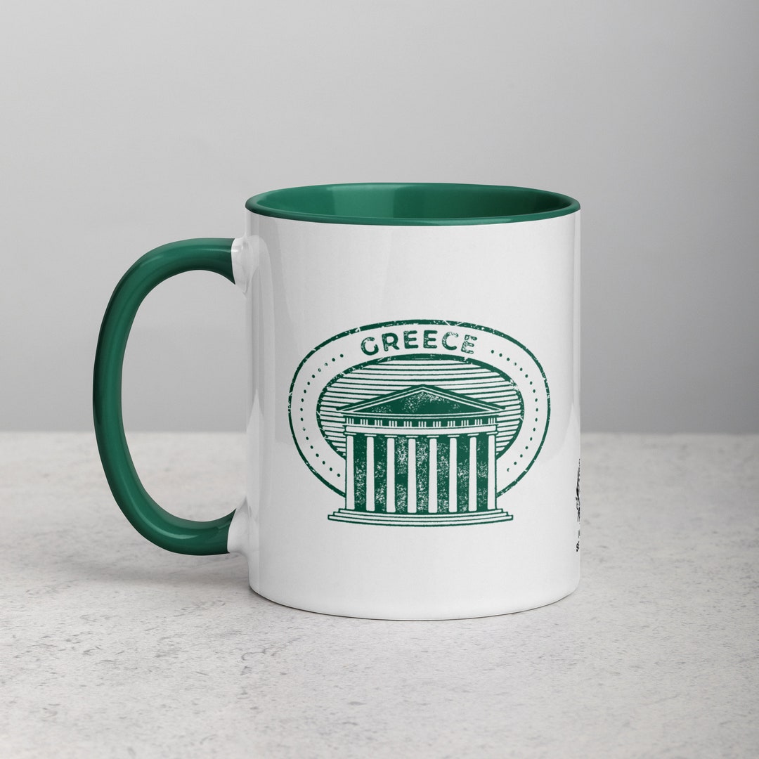 Greece Parthenon Mug With Color Inside - Green - Etsy