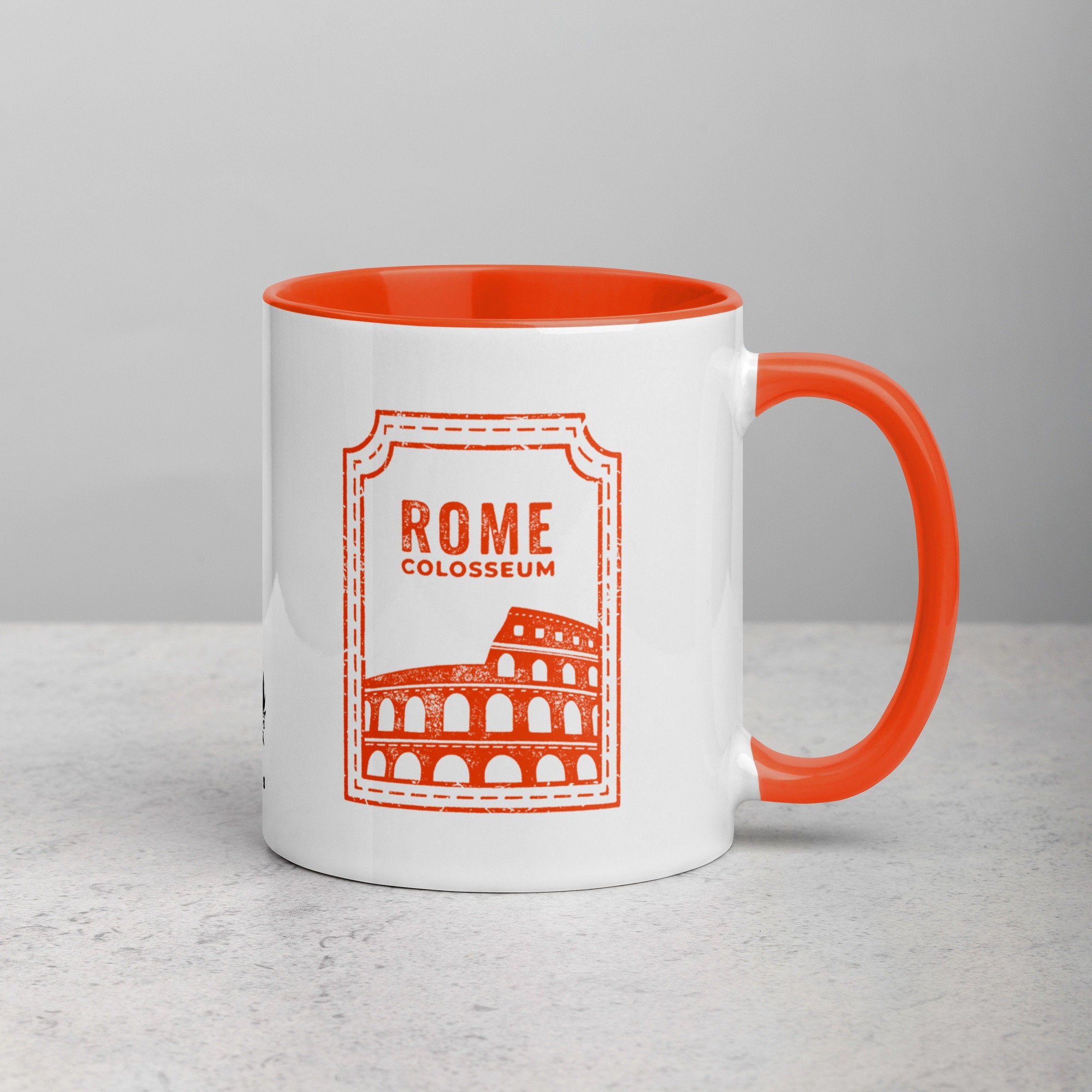 Rome Colosseum Mug With Color Inside Orange - Etsy