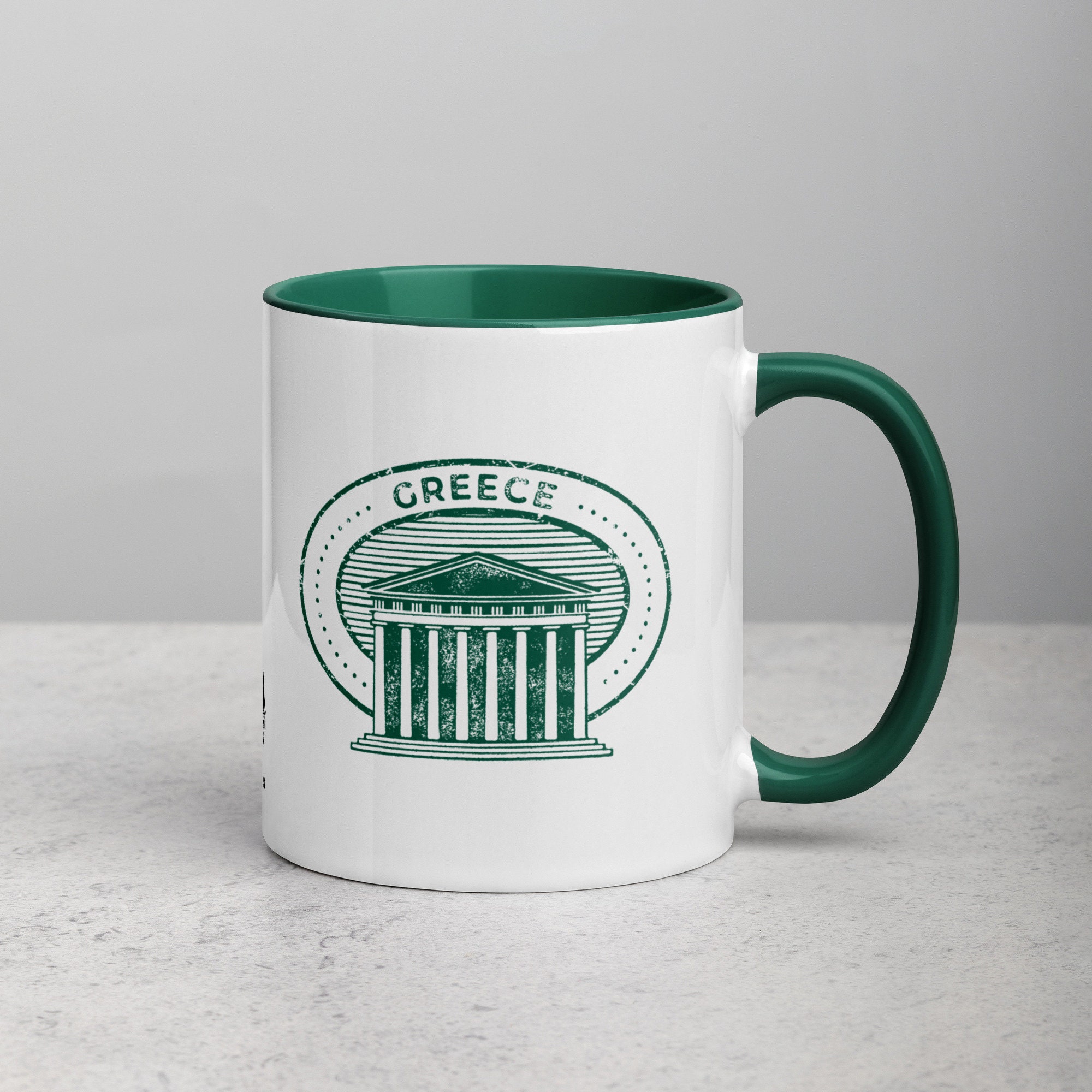 Greece Parthenon Mug With Color Inside - Green - Etsy