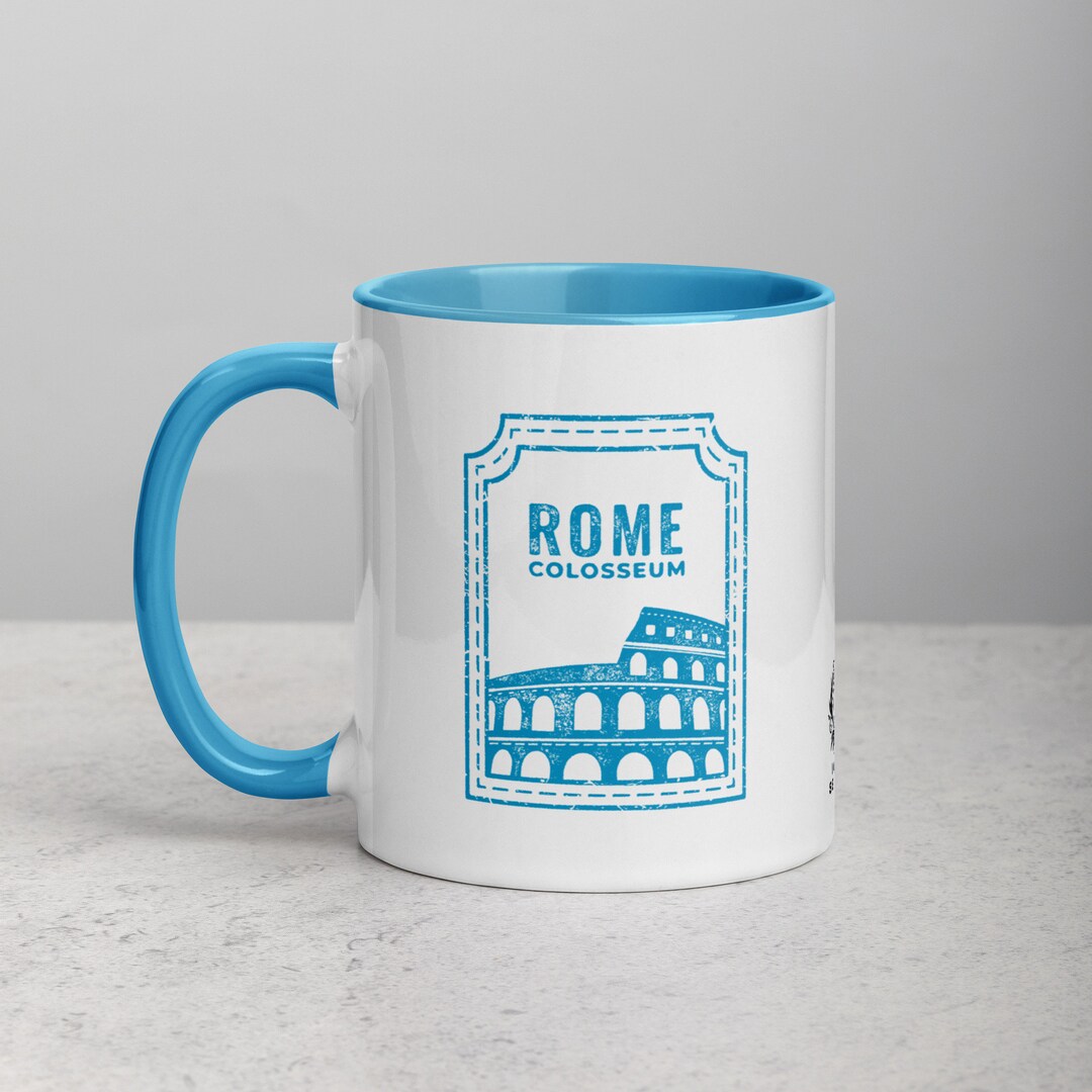 Rome Colosseum Mug With Color Inside - Blue - Etsy