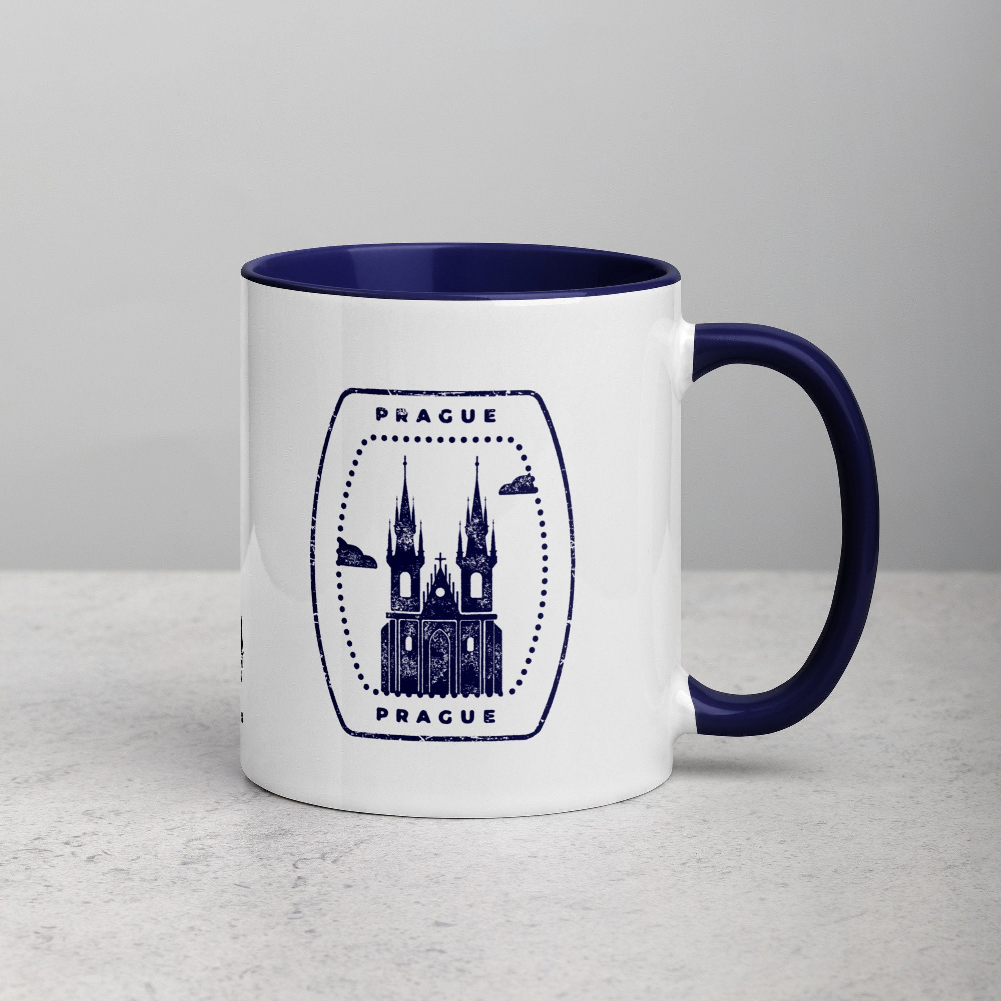 Prague Mug With Color Inside - Dark Blue - Etsy